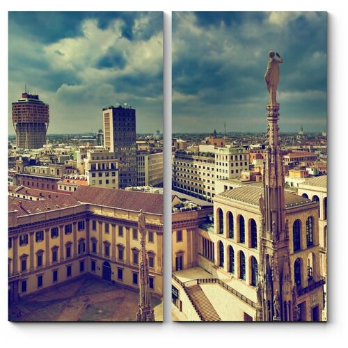 Модульная картина Захватывающая панорама с крыши Миланского Собора 70x70