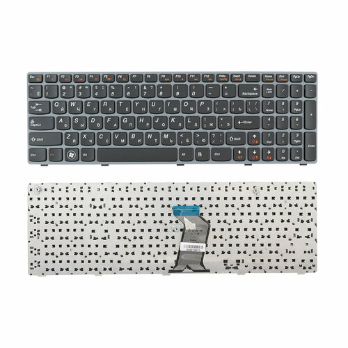Клавиатура для ноутбука Lenovo IdeaPad G570, G575, G770, Z560, Z565 черная с серой рамкой