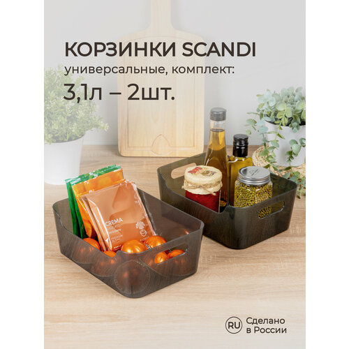 Комплект корзинок универсальных Scandi, 24х17х9 см, 3,1 л, (Черный) 2 шт