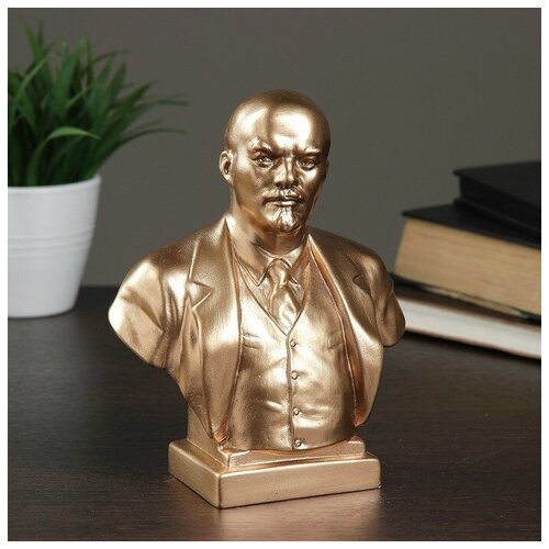 Бюст Ленин большой бронза, золото, 8х14х18см