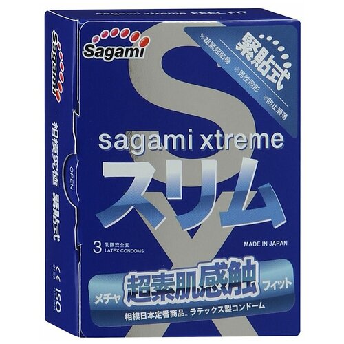 Розовые презервативы Sagami Xtreme FEEL FIT 3D - 3 шт.