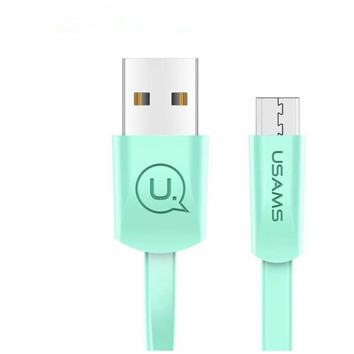 Дата-Кабель USAMS-U2 USB - micro USB, плоский, зеленый