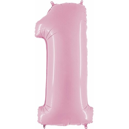 Воздушный шар Цифра 1, нежно-розовый, 101 см