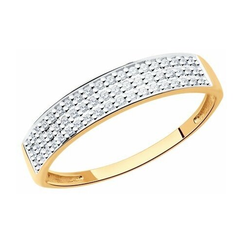 Кольцо Diamant online, красное золото, 585 проба, бриллиант, размер 16.5, бесцветный