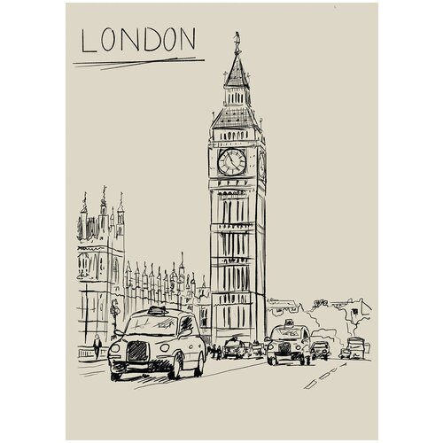 Постер / Плакат / Картина Зарисовки Лондона 60х90 см в раме