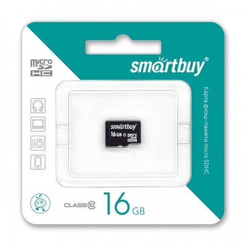 Карта памяти micro SDHC Smartbuy 16GB Сlass 10 (без адаптеров)