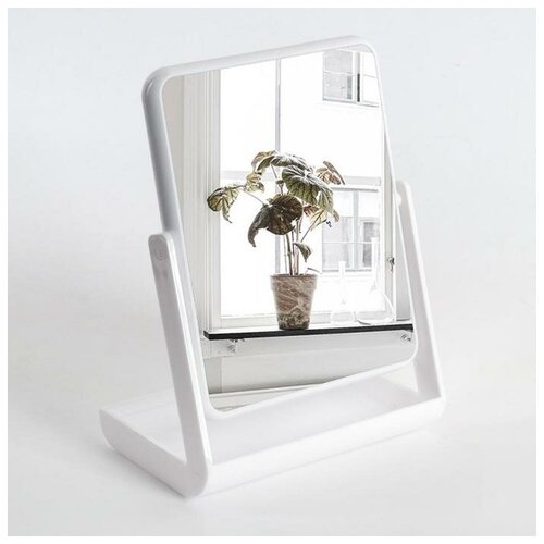 Зеркало с подставкой для хранения, двустороннее, зеркальная поверхность 13,5 × 17 см, цвет (микс цветов, 1шт)