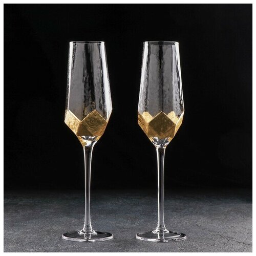 Набор бокалов для шампанского "Дарио", 180 мл, 7х20 см, 2 шт, золото