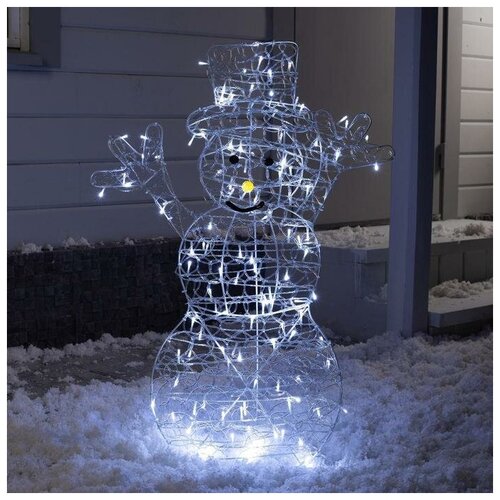 Luazon Lighting Фигура светодиодная "Радостный снеговик" 90х65 см, 100 LED, 31V, белый