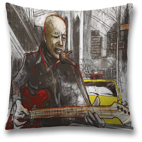 Наволочка декоративная на молнии, чехол на подушку JoyArty "Уличный гитарист" 45х45 см