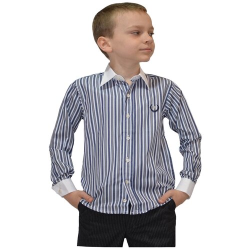 Школьная рубашка TUGI, размер 158, синий, серый