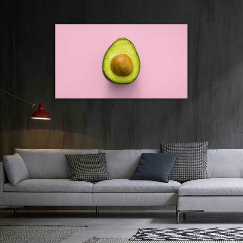 Картина на холсте 60x110 LinxOne "Розовый Авокадо Минимализм" интерьерная для дома / на стену / на кухню / с подрамником