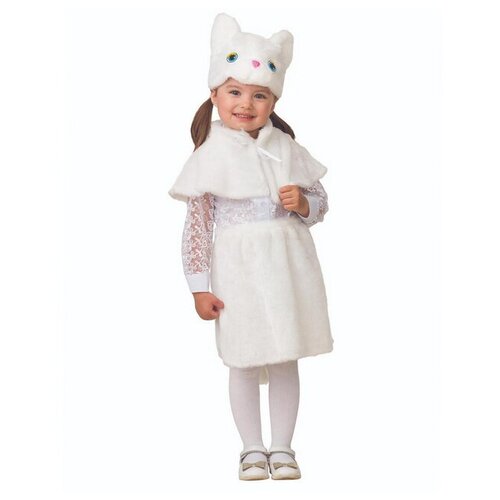 Батик Карнавальный костюм Кошка белая, рост 110 см 109-110-56