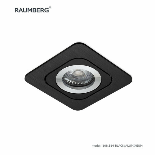 Встраиваемый поворотный светильник RAUMBERG SG 108.314 bk/alu черный с серебристым кольцом под светодиодную лампу GU10
