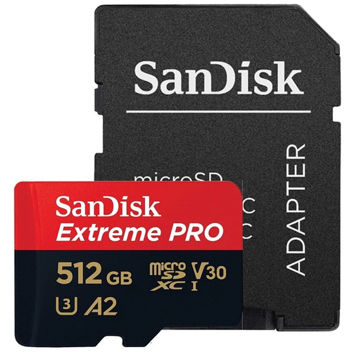 Карта памяти MicroSDXC SanDisk Extreme Pro R/W 200/140MB/s 512GB cl10 + SD, SDSQXCD-512G-GN6MA