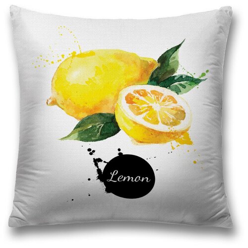 Наволочка декоративная на молнии, чехол на подушку JoyArty "Лимон" 45х45 см