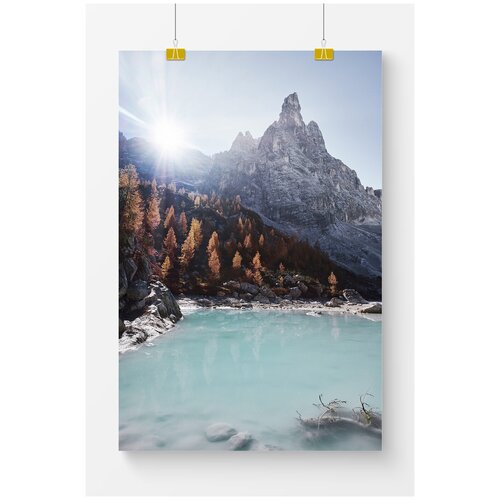 Постер для интерьера Postermarkt Голубое озеро в горах, 60х90 см, в тубусе