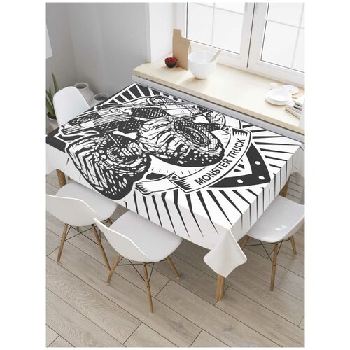 Скатерть прямоугольная JoyArty на кухонный стол "Вездеход ретро" из оксфорда, 180x145 см