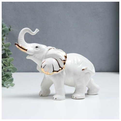 Сувенир керамика "Белоснежный слон" с золотом 17 см