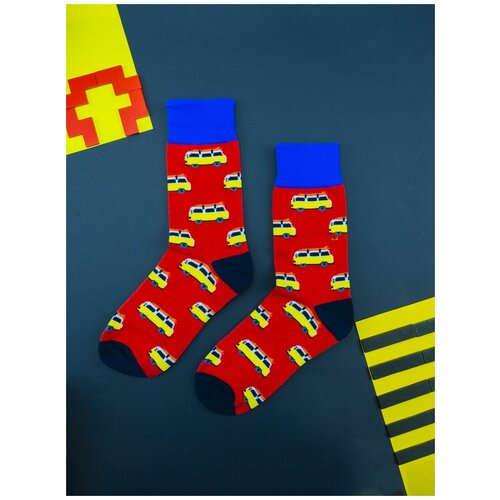 Носки 2beMan, размер 39-45, красный, черный, желтый, синий