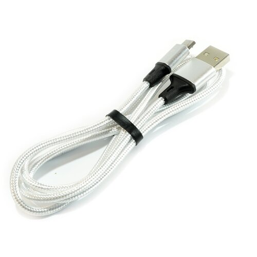USB кабель- - микро USB FaisON HX14 ALUM, 1.0м, круглый, 2.1A, ткань, цвет: белый