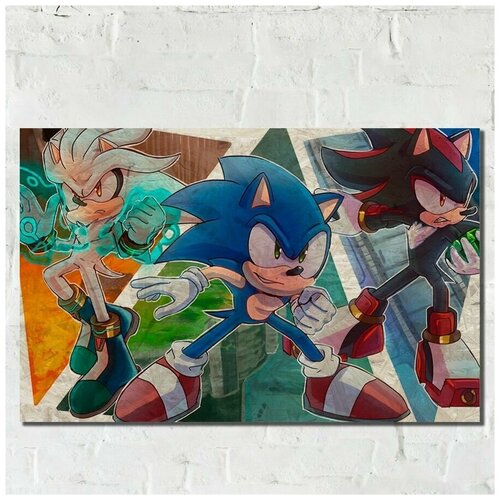 Картина интерьерная на рельефной доске, рисунок ОСП игра Sonic The Hedgehog - 11985