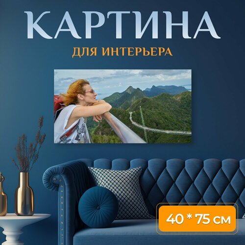 Картина на холсте "Женщина, турист, поездка" на подрамнике 75х40 см. для интерьера