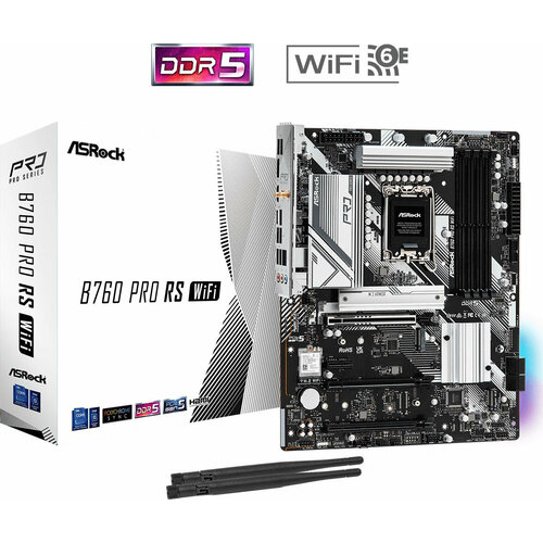 ASROCK Материнская плата Asrock B760 PRO RS WIFI Soc-1700 Intel B760 4xDDR5 ATX AC`97 8ch(7.1) 2.5Gg RAID+HDMI+DP B760 PRO RS WIFI