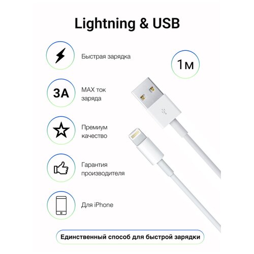 Lightning USB / Зарядное устройство кабель для зарядки айфон iPhone iPad / провод лайтнинг Lightning usb 1 метр