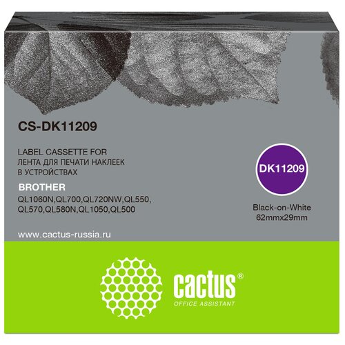 Картридж CACTUS совместимый с Brother DK-11209 (29х62мм) черный (CS-DK11209)