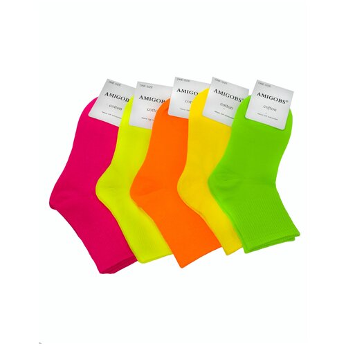 Носки Amigobs, 5 пар, размер 36-41, оранжевый, розовый, желтый, зеленый