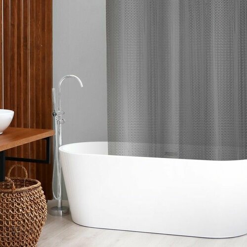 Штора для ванной SAVANNA Квадраты, 180 180 см, PEVA, цвет серый