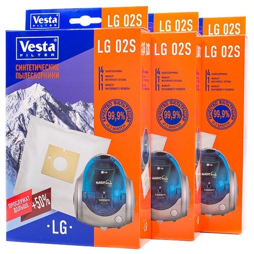 Vesta filter LG 02 S XXl-Pack комплект пылесборников, 12 шт + 6 фильтров