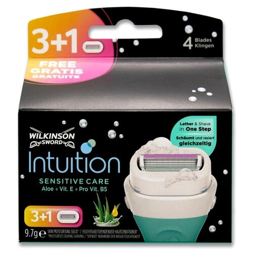 Wilkinson Sword / Schick Intuition Sensitive Care / Сменные кассеты для станка INTUITION, 4 шт.