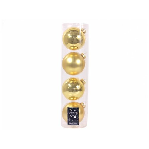 Набор стеклянных шаров матовых и глянцевых, цвет: золотой, 100 мм, упаковка 4 шт, Kaemingk 141500