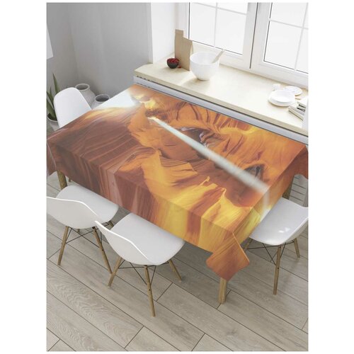 Скатерть прямоугольная JoyArty на кухонный стол "Солнечный луч в каньоне Антилопы" из оксфорда, 120x145 см