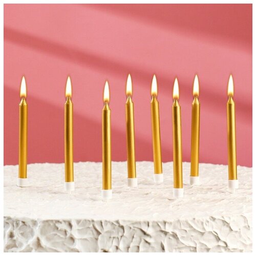 Набор свечей для торта "Манхеттен", 9 см, 8 шт, золотой металлик 7743453
