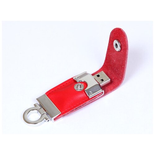 Кожаная флешка брелок для нанесения логотипа (128 Гб / GB USB 2.0 Красный/Red 209)