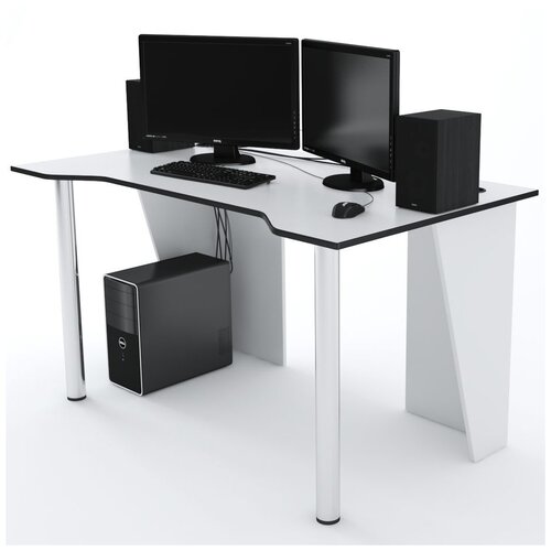 Дизайн Фабрика компьютерный стол LevelUP, ШхГхВ: 140х74х73.2 см, цвет: белый/черный