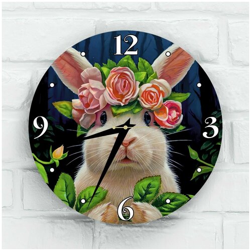Настенные часы Кролик с розочкой 30см
