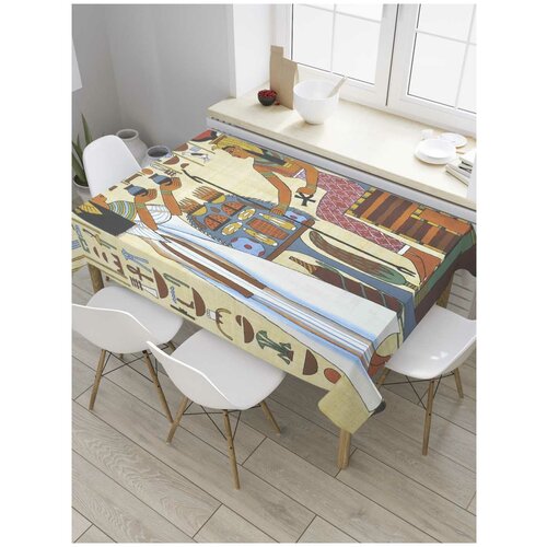 Скатерть прямоугольная JoyArty на кухонный стол "Искусство Египта на папирусе" из оксфорда, 120x145 см