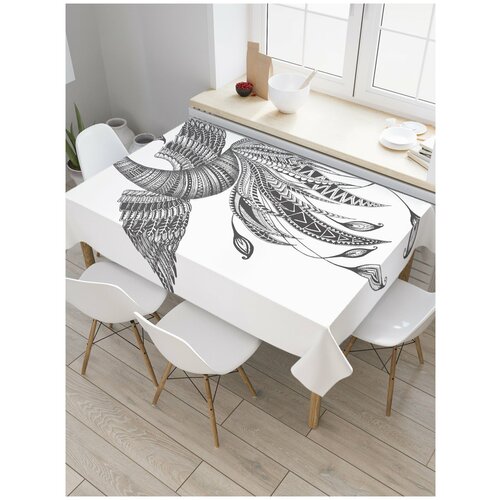 Скатерть прямоугольная JoyArty на кухонный стол "Графический феникс" из оксфорда, 180x145 см