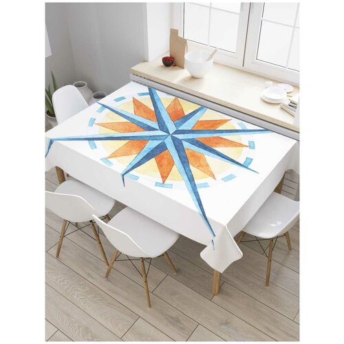 Скатерть прямоугольная JoyArty на кухонный стол "Роза ветров" из оксфорда, 120x145 см