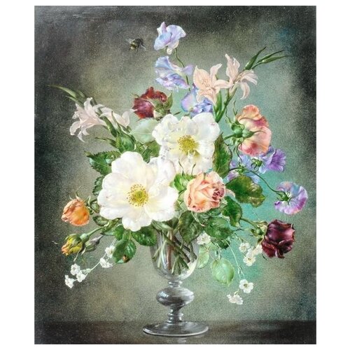 Репродукция на холсте Цветы в вазе (Flowers in a vase) №21 Кеннеди Сесил 40см. x 48см.