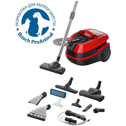 Пылесос BOSCH BWD421PET, красный