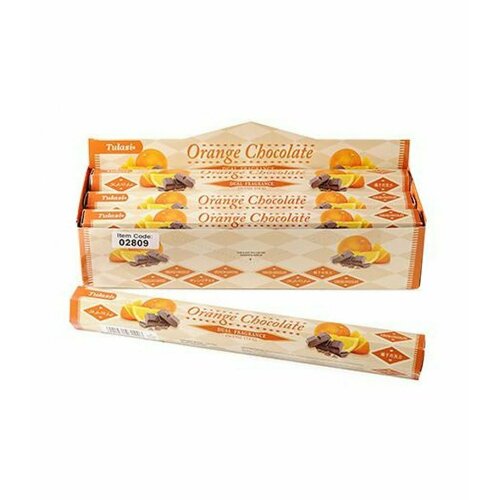 Tulasi ORANGE CHOCOLATE Dual Fragrance Incense Sticks, Sarathi (Туласи благовония апельсин шоколад, Саратхи), уп. 20 палочек.