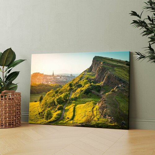 Картина на холсте (Эдинбург Артурс Сит, Горы и Парк Холируд) 30x40 см. Интерьерная, на стену.