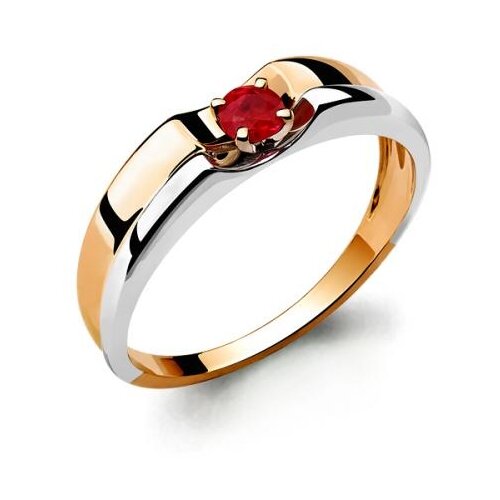 Кольцо AQUAMARINE, золото, 585 проба, рубин, размер 16.5, красный