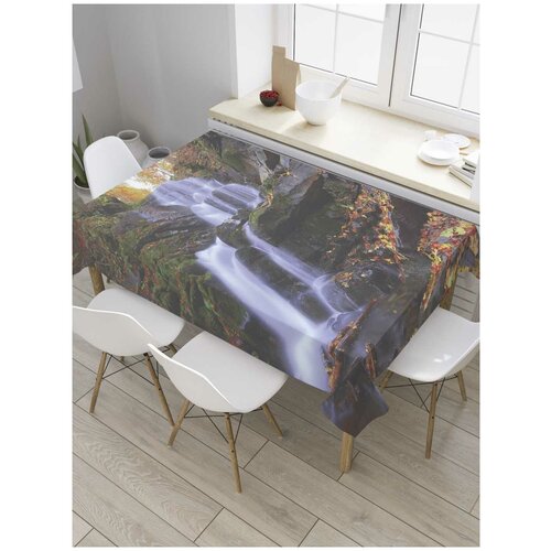 Скатерть прямоугольная JoyArty на кухонный стол "Водопад осенью" из оксфорда, 120x145 см