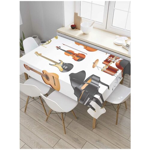 Скатерть прямоугольная JoyArty на кухонный стол "Инструментальный рай" из оксфорда, 120x145 см